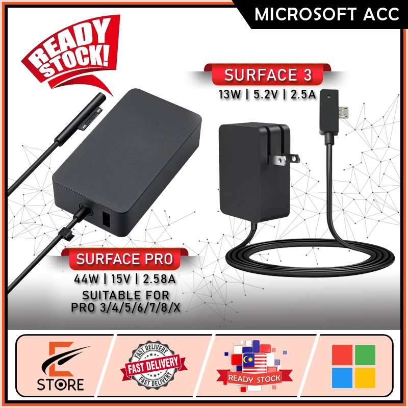 CHARGER SURFACE 3 13W 5.2V 2.5A | SURFACE PRO 3/4/5/6/7/8/X 44W 15V 2 ...