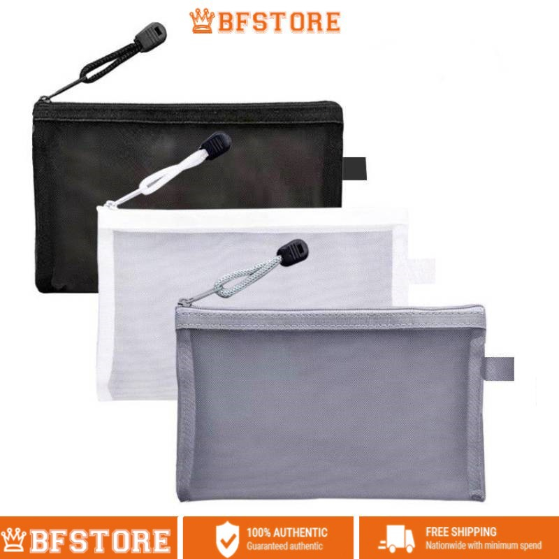 Transparent Mesh Pencil Case Nylon Zip Bag Pencil Pouch Muji Style ...