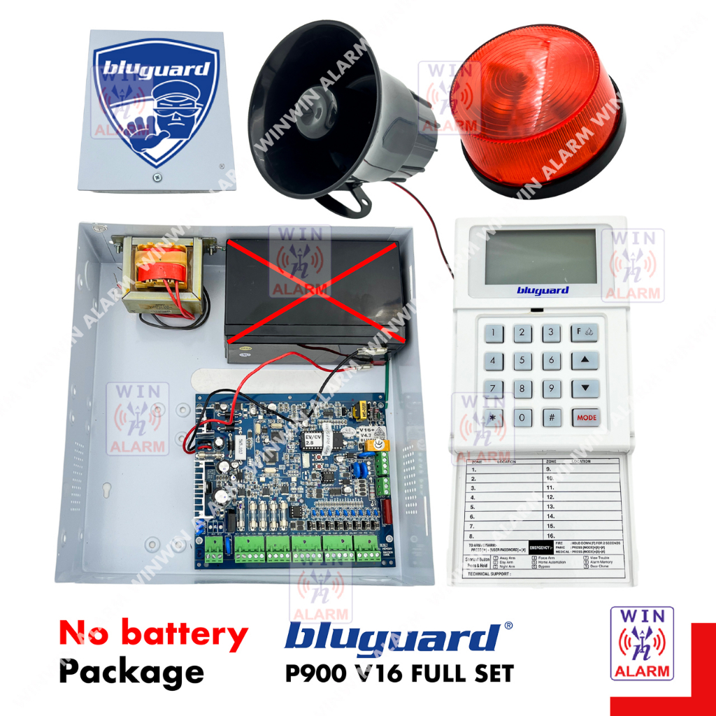 Bluguard Alarm P900 V16N LCD 16 Zone Alarm System ( 8 + 1 ZONE ) Sistem ...