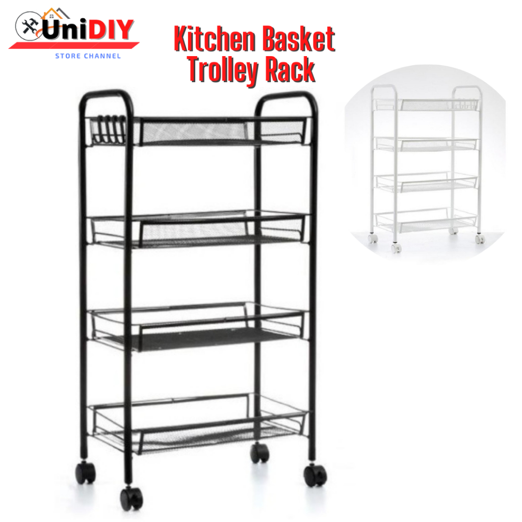 4Tier Multipurpose Trolley Storage Rack with Wheel Removable Drain ...