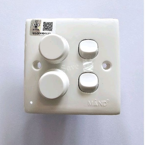 MIND 2GANG 500W LIGHT DIMMER WITH SWITCH(FOR HALOGEN BULB & INCANDESCENT BULB) | Shopee Malaysia
