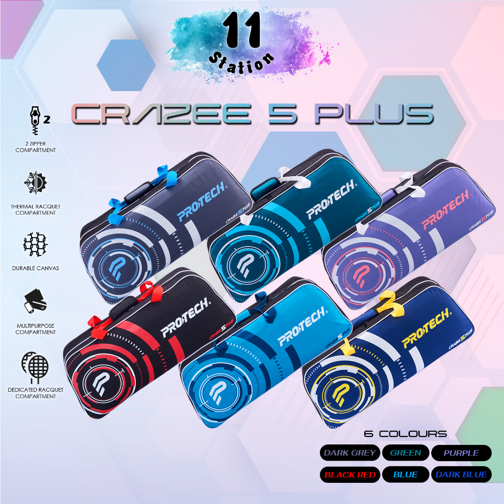 Protech 2 Zips Badminton Racket Bag with Thermal Protection - Crazee 5 ...