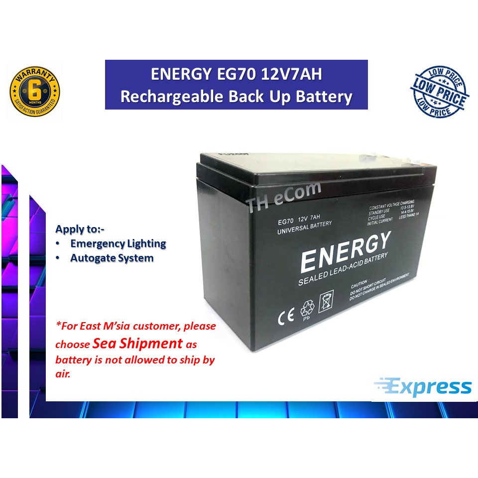 ENERGY EG70 12V7AH Rechargeable Seal Lead Acid Back Up Battery ...