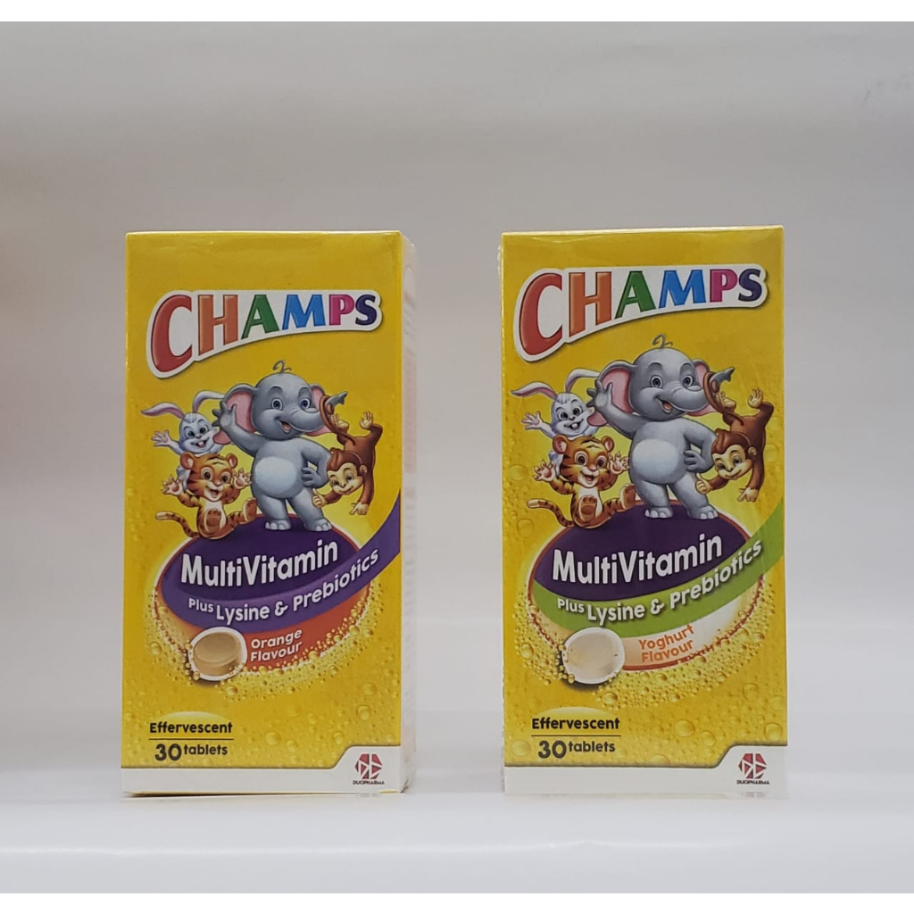 CHAMPS EFFERVESCENT MULTIVITAMIN PLUS LYSINE & PREBIOTICS ORANGE ...