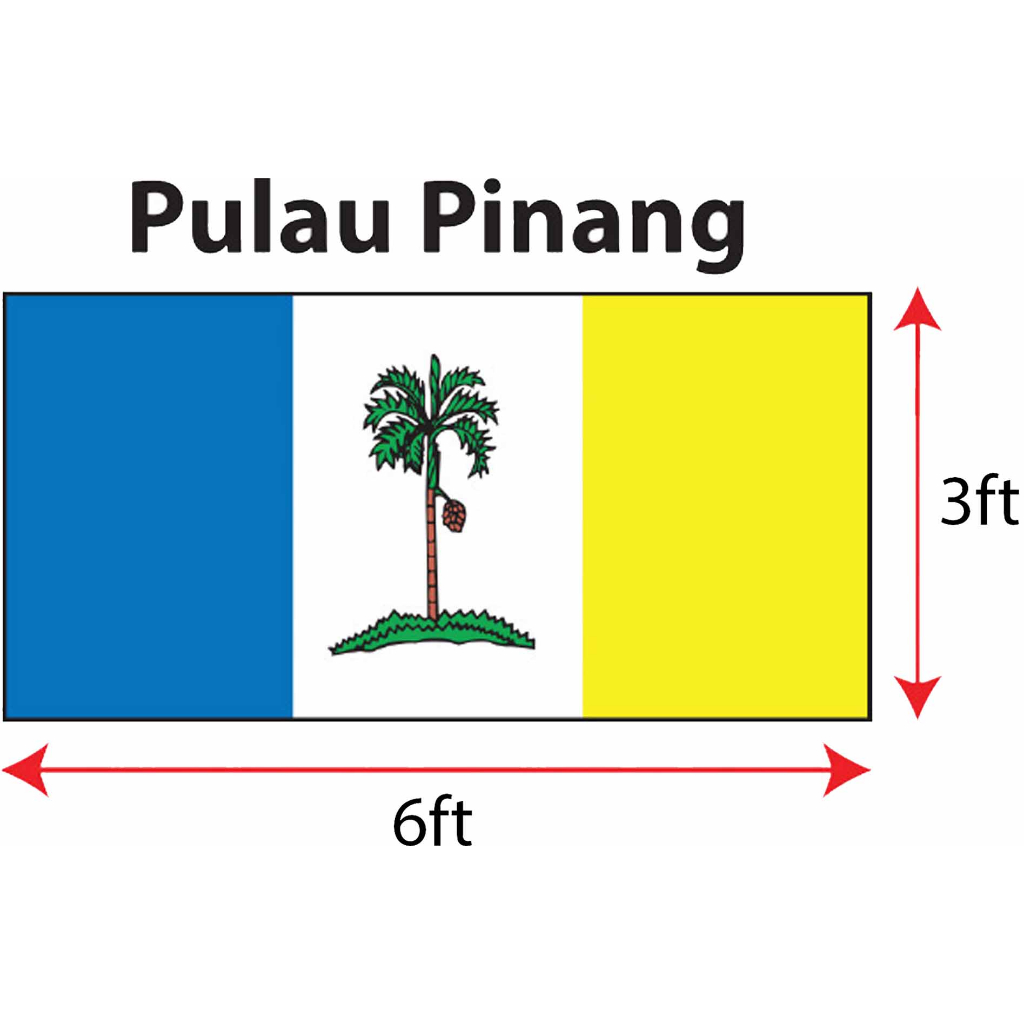Pulau Pinang Flag 3x6ft (Woollen), Bendera Negeri Pulau Pinang 3x6ft ...
