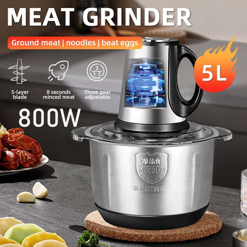 【Ready Stock】Meat grinder 5L capacity fast and slow speed 8 seconds ...