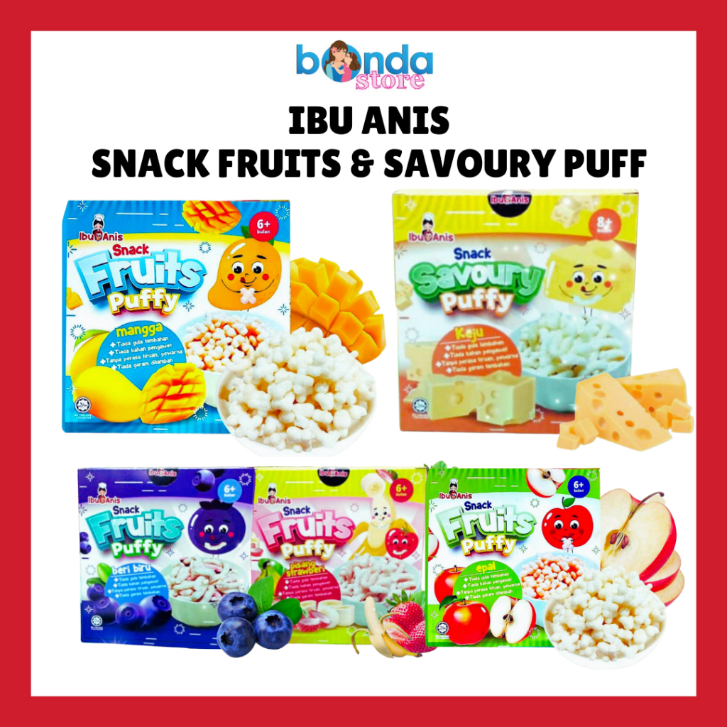 IBU ANIS RICE PUFF SNACK FRUITS & SAVOURY CHEESE FINGER FOOD BABY SNACK ...
