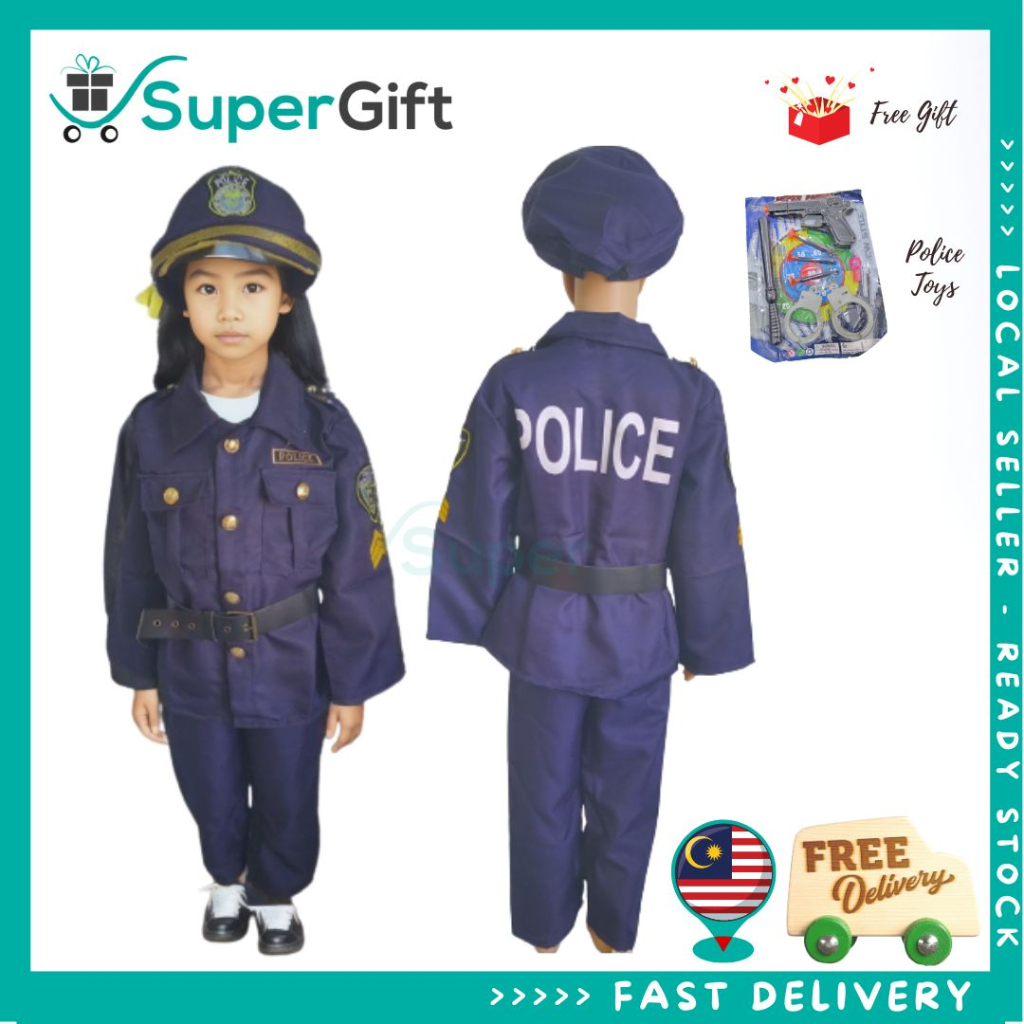 Kids Police Costume Role Play Dress up Career Kerjaya Polis | Shopee ...