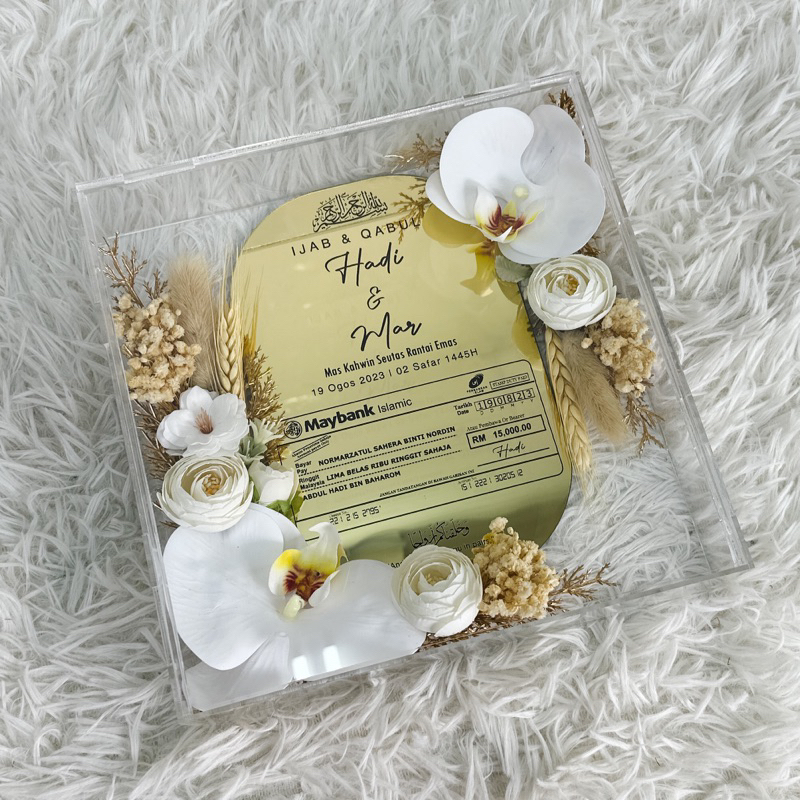 Gubahan Frame 3D Mas Kahwin Mahar- PLAT Hantaran Mas Kahwin Ijab Qabul ...