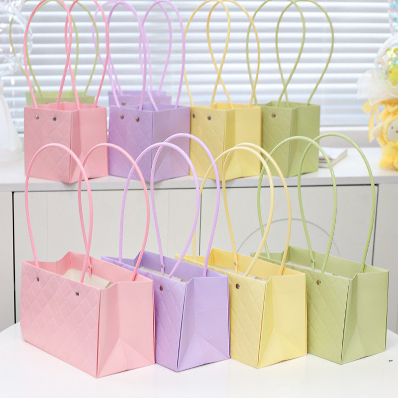 MACAROON TOTE BAG Rectangular Shaped Flower Paper Chain Handle Doorgift Diamond Kotak Bouquet ...