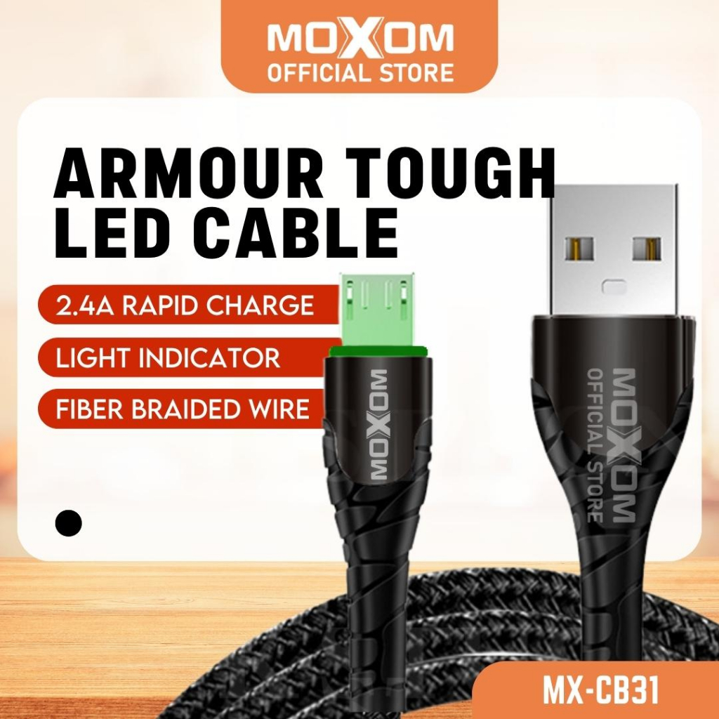 MOXOM Original Super Tough Nylon Braided USB C Cable 2.4A Fast Charging ...