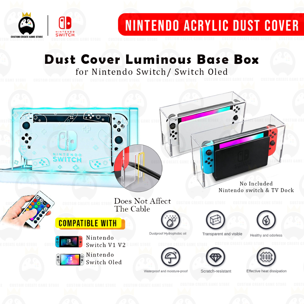 Nintendo Switch OLED V1V2 Acrylic Dust Cover Dust Guard With LED LIGHT ...