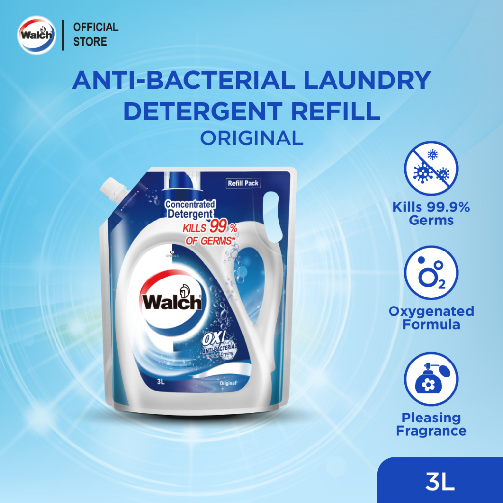 Walch Antibacterial Laundry Detergent Original Refill (3L) | Shopee ...