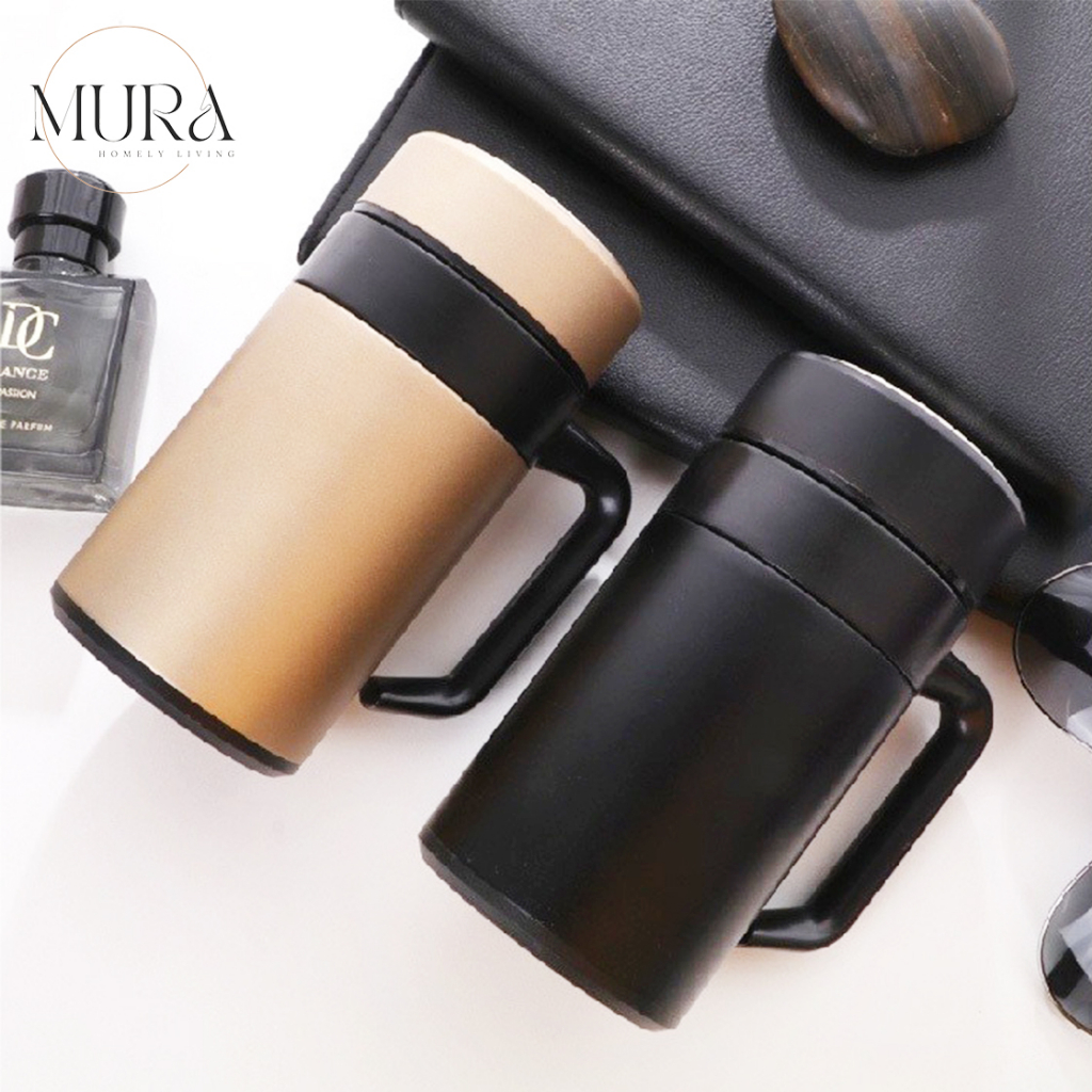 GD 400ml 304 Stainless Steel Thermos Cup Tea Office Mugs Bottle Handle Lid Tea Filter Insulated ...