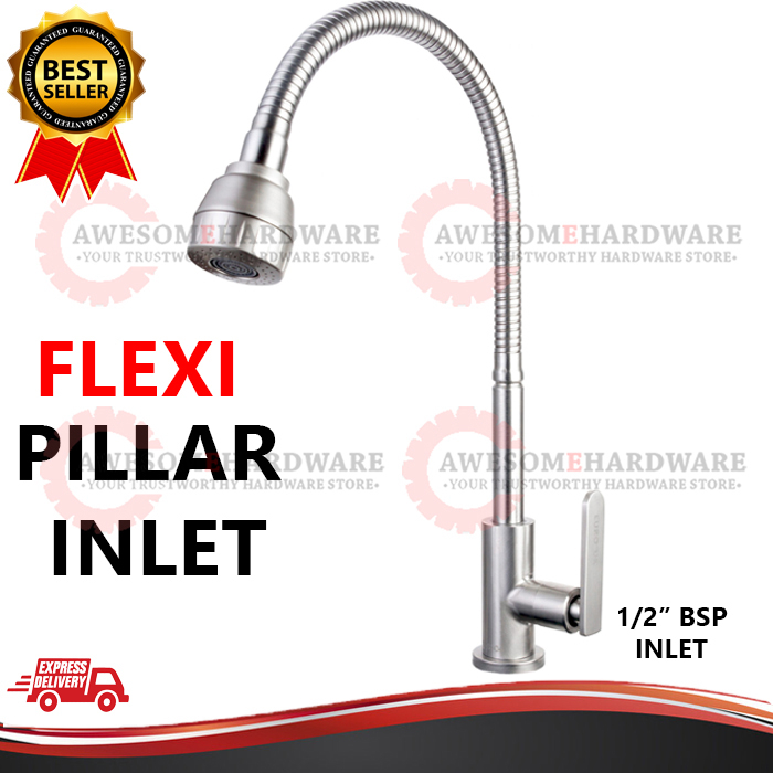 (WALL/PILLAR) 1/2" SUS304 STAINLESS STEEL COLD WATER KITCHEN SINK WATER ...
