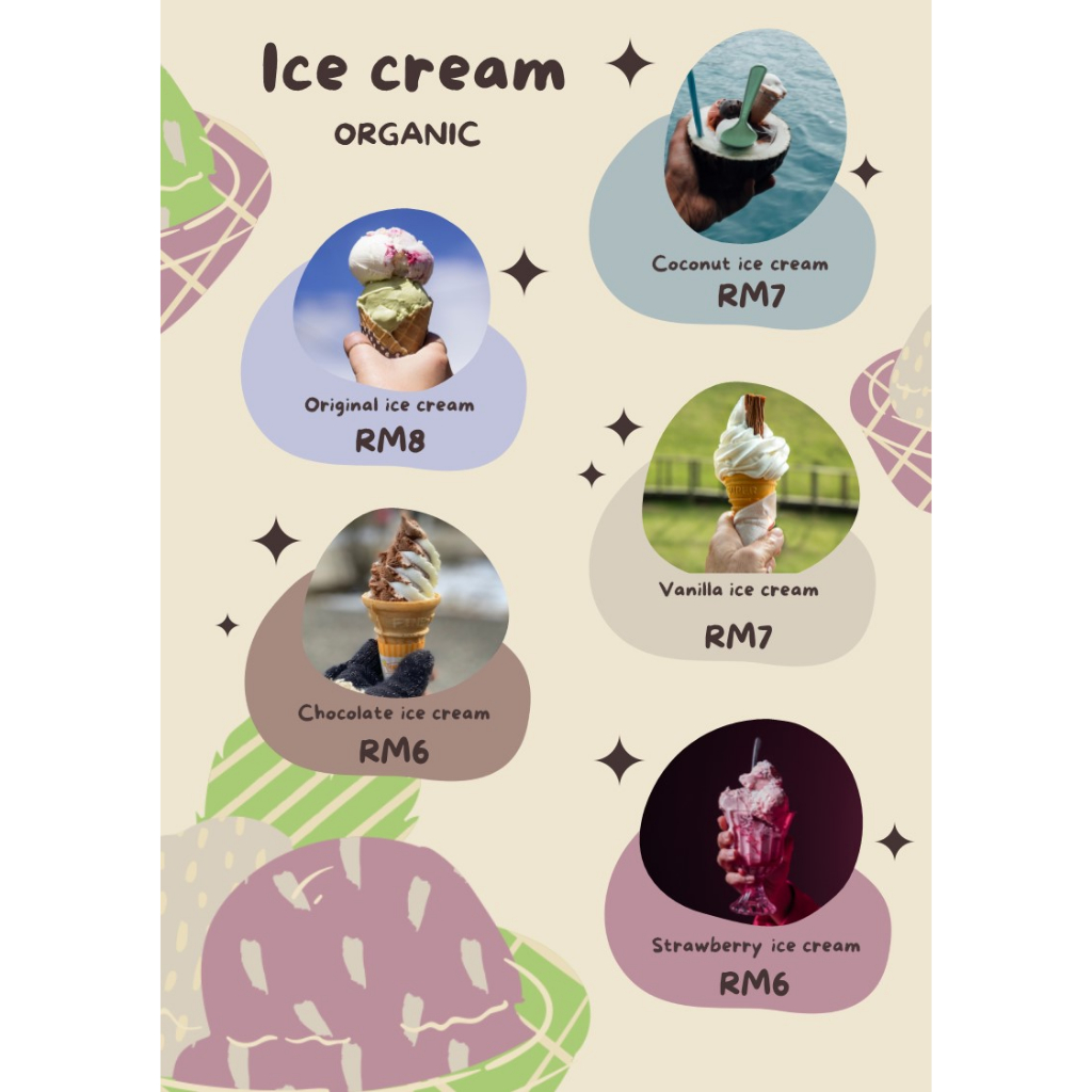 MENU PRICE LIST TEMPLATE [EDITABLE] Organic Ice Cream Menu | Shopee ...