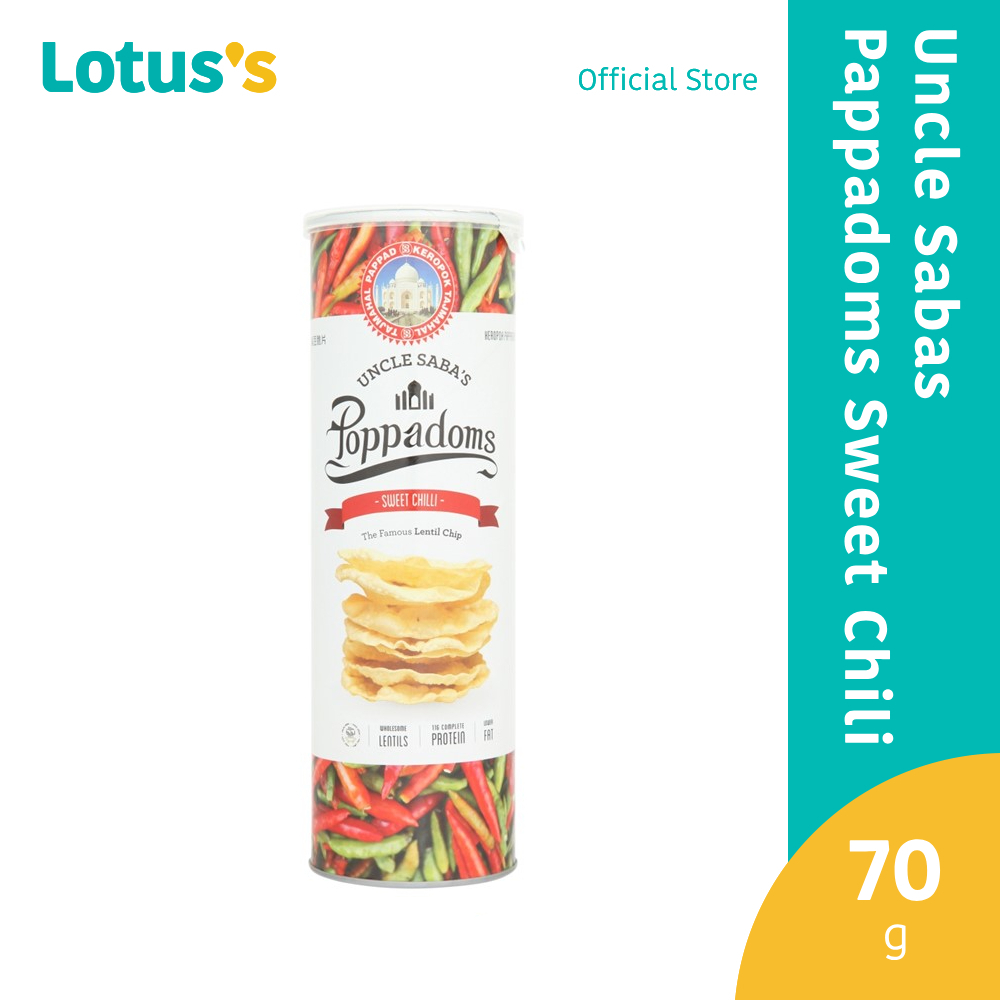 Uncle Saba's Poppadoms Sweet Chilli Lentil Chips 70g | Shopee Malaysia