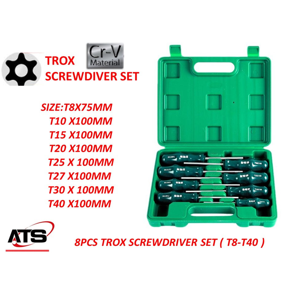 8PCS TROX SCREWDRIVER ( CRV ) SET (T8-T40 ) | Shopee Malaysia