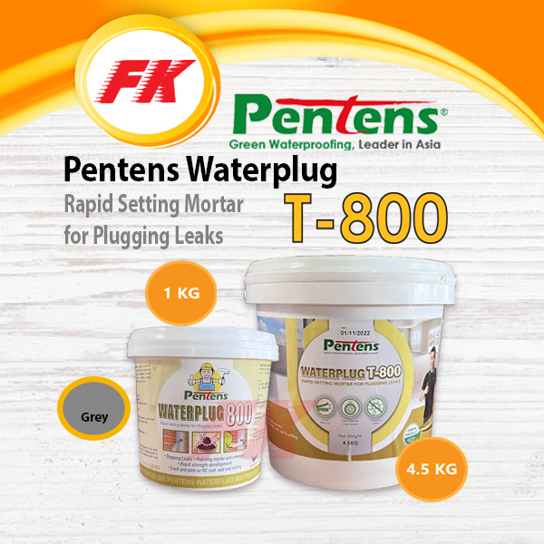Pentens Waterplug T-800 (4.5KG) Rapid Setting Mortar for Plugging Leaks ...