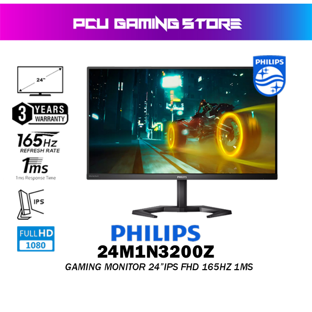 PHILIPS GAMING MONITOR 24" IPS 24M1N3200Z FHD 165HZ 1MS - BLACK ...