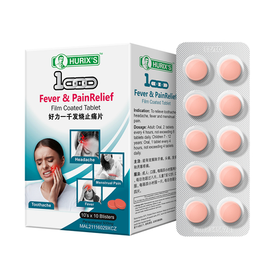 Hurix's 1000 Fever & Pain Relief Film Coated Tablets 10's | Shopee Malaysia