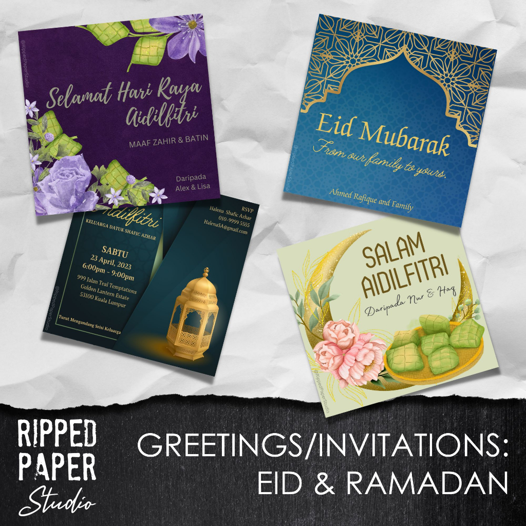 Raya/Ramadan One Page Digital Greetings/Invitations Set | e-card (video ...