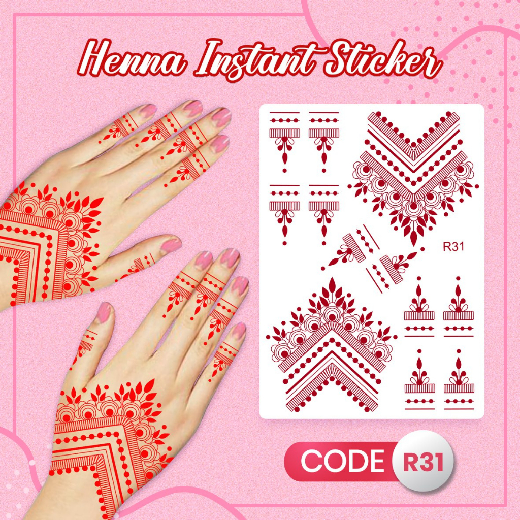 New Design Red Henna Instant Waterproof Sticker For Bride Stiker Inai ...
