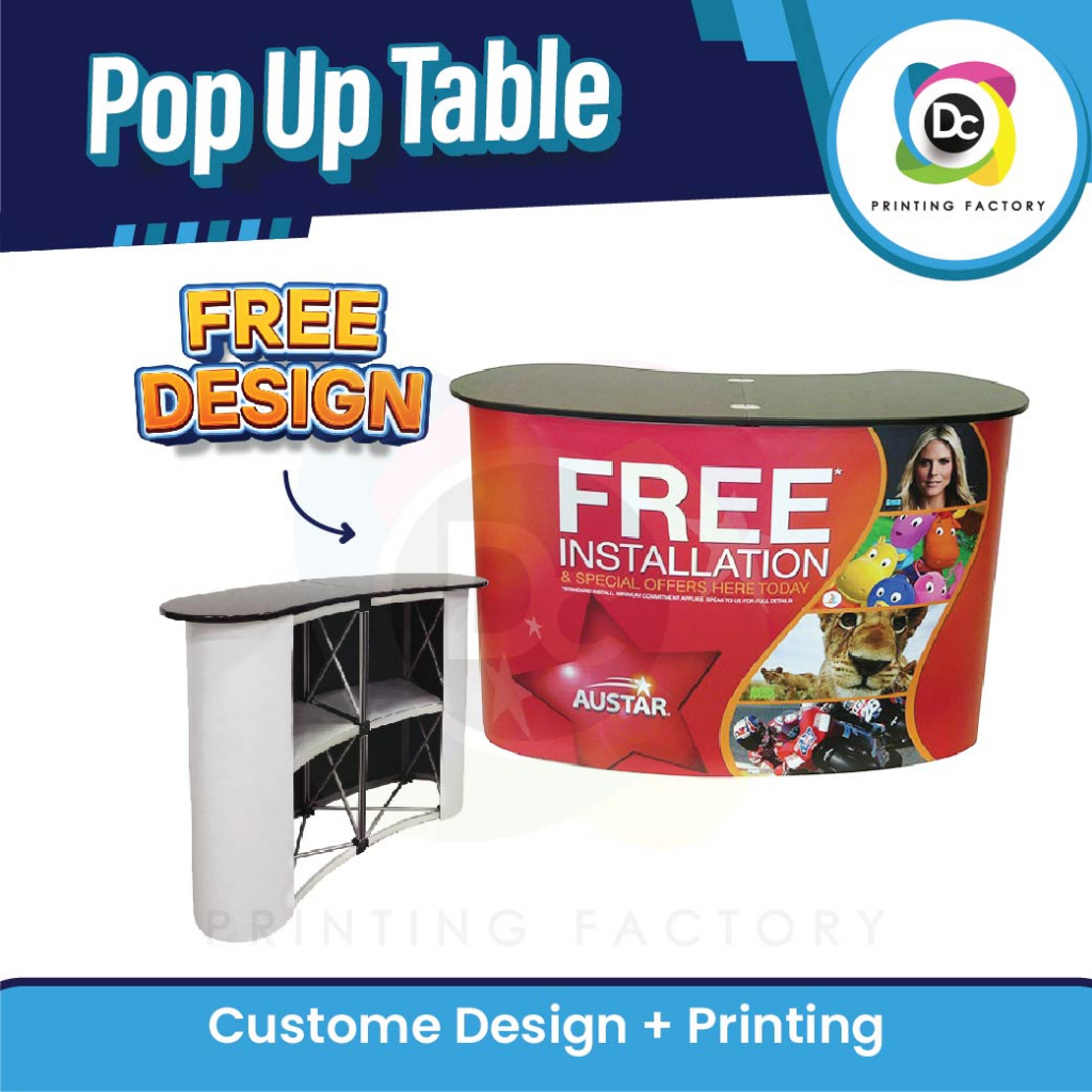 Pop Up Promotion Table / Pop Up Table / Pop Up Counter Booth With Printing (FREE Design ...