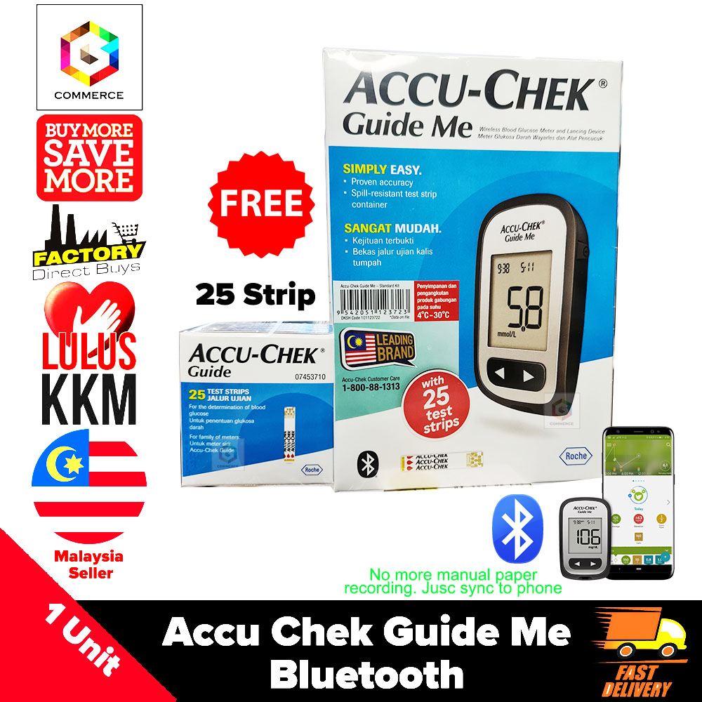 Accu Chek Guide Me Glucometer Blood Glucose Monitor Test Strip ...