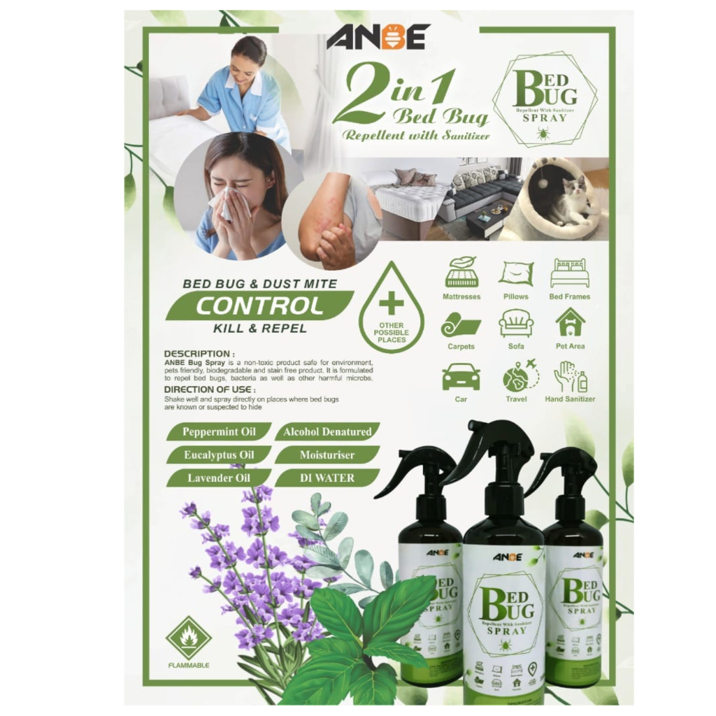 ANBE BED BUG REPELLENT WITH SANITIZER SPRAY 300ML | Shopee Malaysia