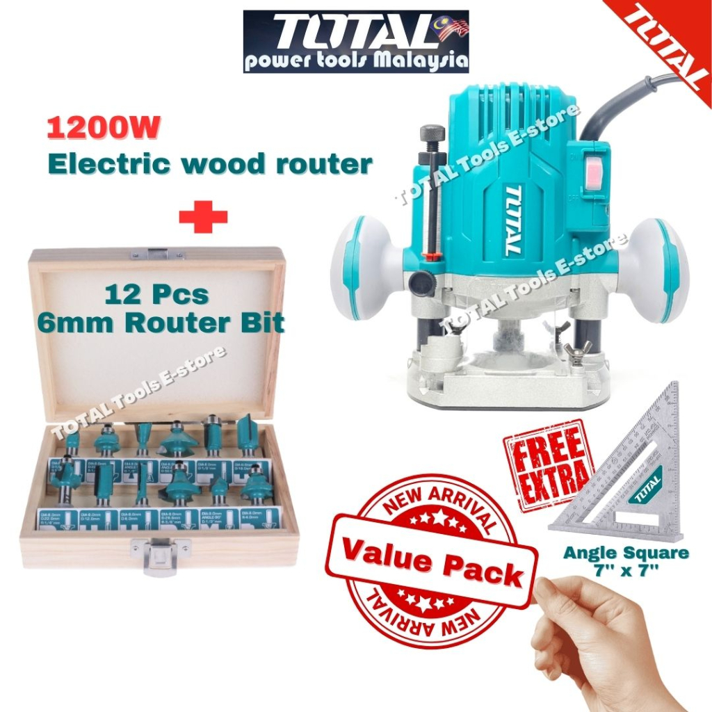 TOTAL Electric Wood Router 1200W Suitable with 6mm 8mm 1/4'' Router ...