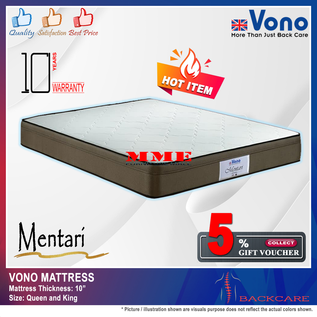 VONO MENTARI 10” SPRING MATTRESS / FULL BED SET (SIZE: QUEEN / KING ...