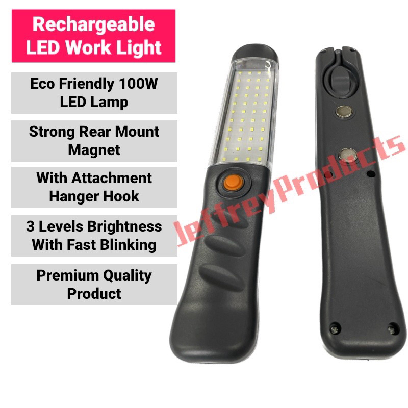 Rechargeable LED Mechanic Work Light 100w With Hook And Magnetic Rear ...