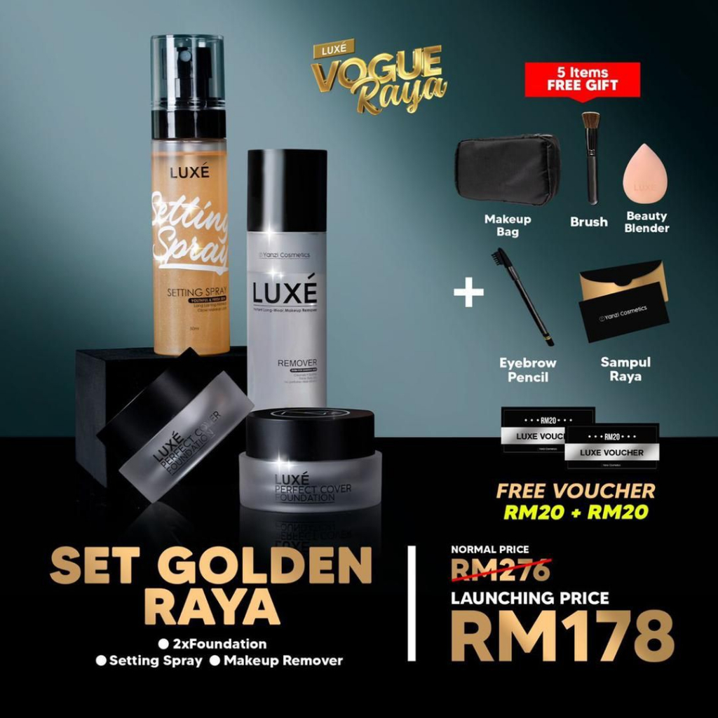 SET GOLDEN RAYA LUXE FOUNDATION ORIGINAL HQ ( FREEPOS + FREEGIFT + VOUCHER ) | Shopee Malaysia