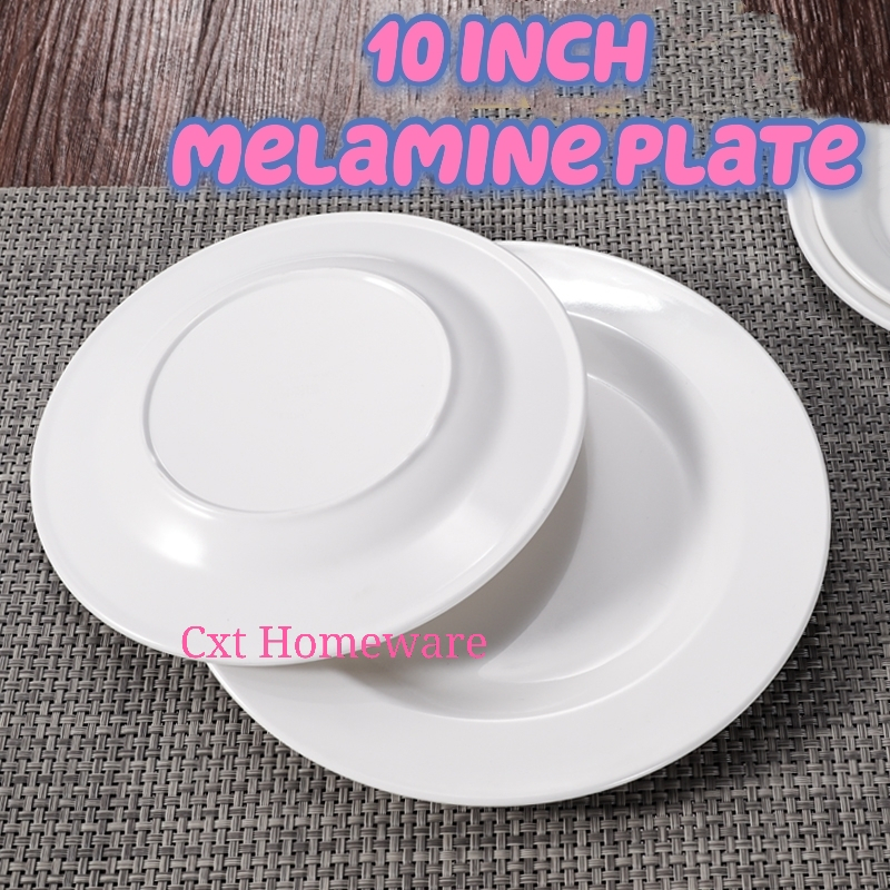 10 Inch White Melamine Restaurant Round Plates 白色餐厅圆盘 Pinggan Bulat ...
