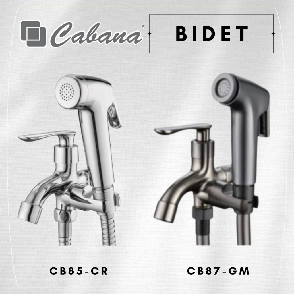 CABANA ABS Material Chrome Finish Two Way Faucet Bidet Spray Set With Hose Toilet Bathroom ...