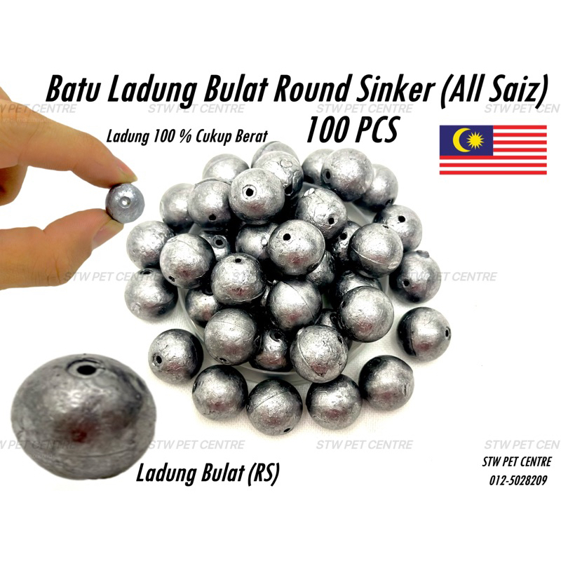 RS Batu Ladung Bulat Round Sinker Batu Timah Timah Batu Ladung Pancing ...