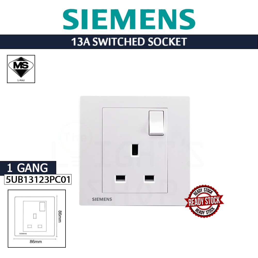 Siemens 13A 1 Gang SP Switched Socket With Indicator White 5UB1312 ...