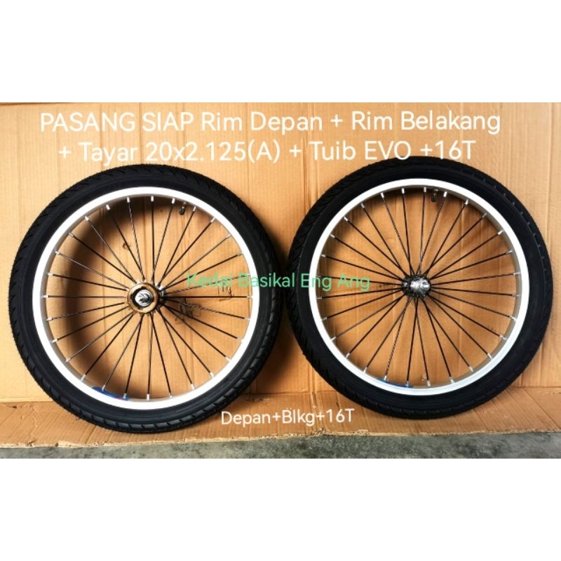 20x2.125 (A) PASANG SIAP rim - rim 20" spokes besar , tayar 20x2.125 (A ...