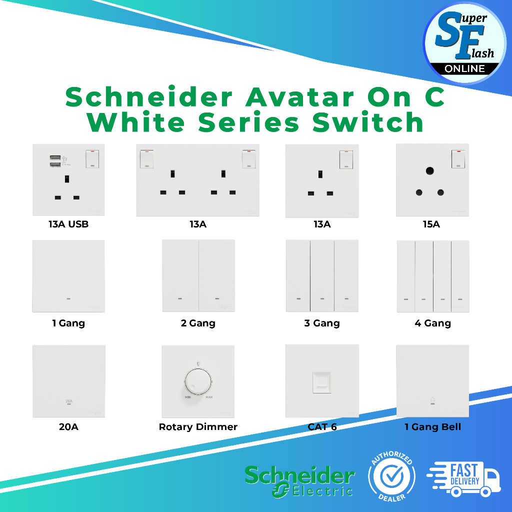 Schneider Electric Avatar On C Full Series Switches With Fluorescent ...