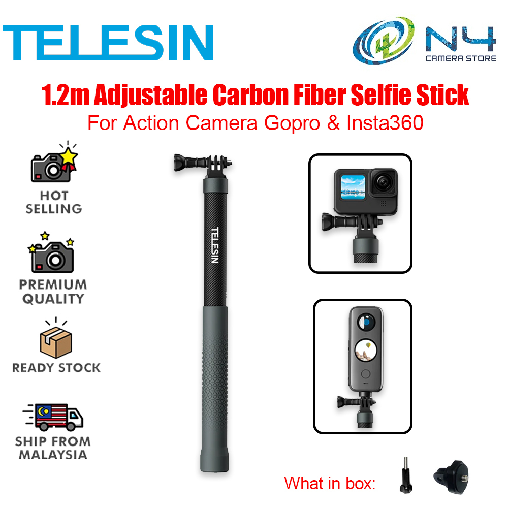 TELESIN MNP-002 1.2m Adjustable Carbon Fiber Selfie Stick | Shopee Malaysia