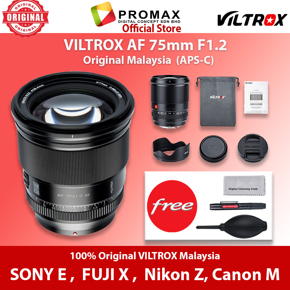 Ready Stock! Viltrox AF 75mm f1.2 AF Auto Focus Lens FUJI XF Sony FE (Original Viltrox Malaysia ...