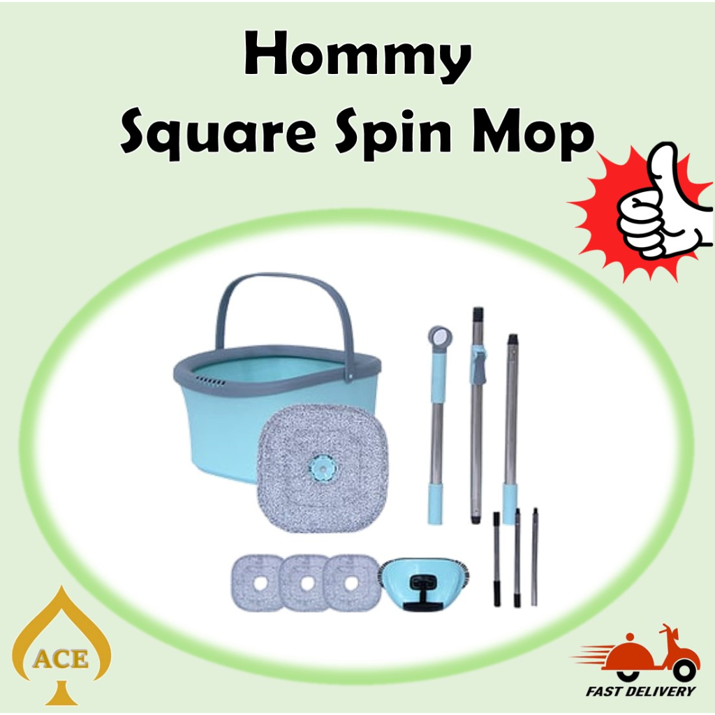 Hommy Square Spin Mop with Bucket Sewage Separation Cleaning System Mop ...