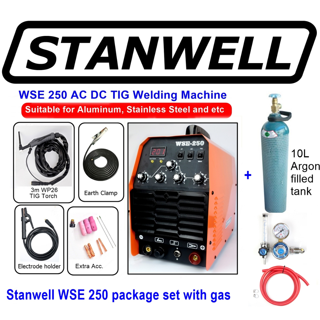 Stanwell WSE-250 AC DC TIG and MMA inverter welding machine with argon ...