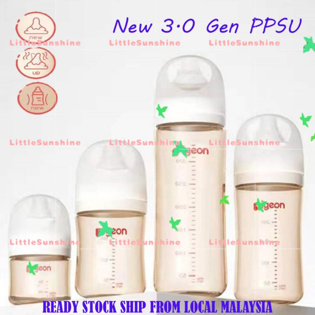 [New 3.0]Wide Neck PPSU Bottle for Pigeon 80ml/160ml/240ml/330ml Nipple SS/S/M/L/LL | Shopee ...