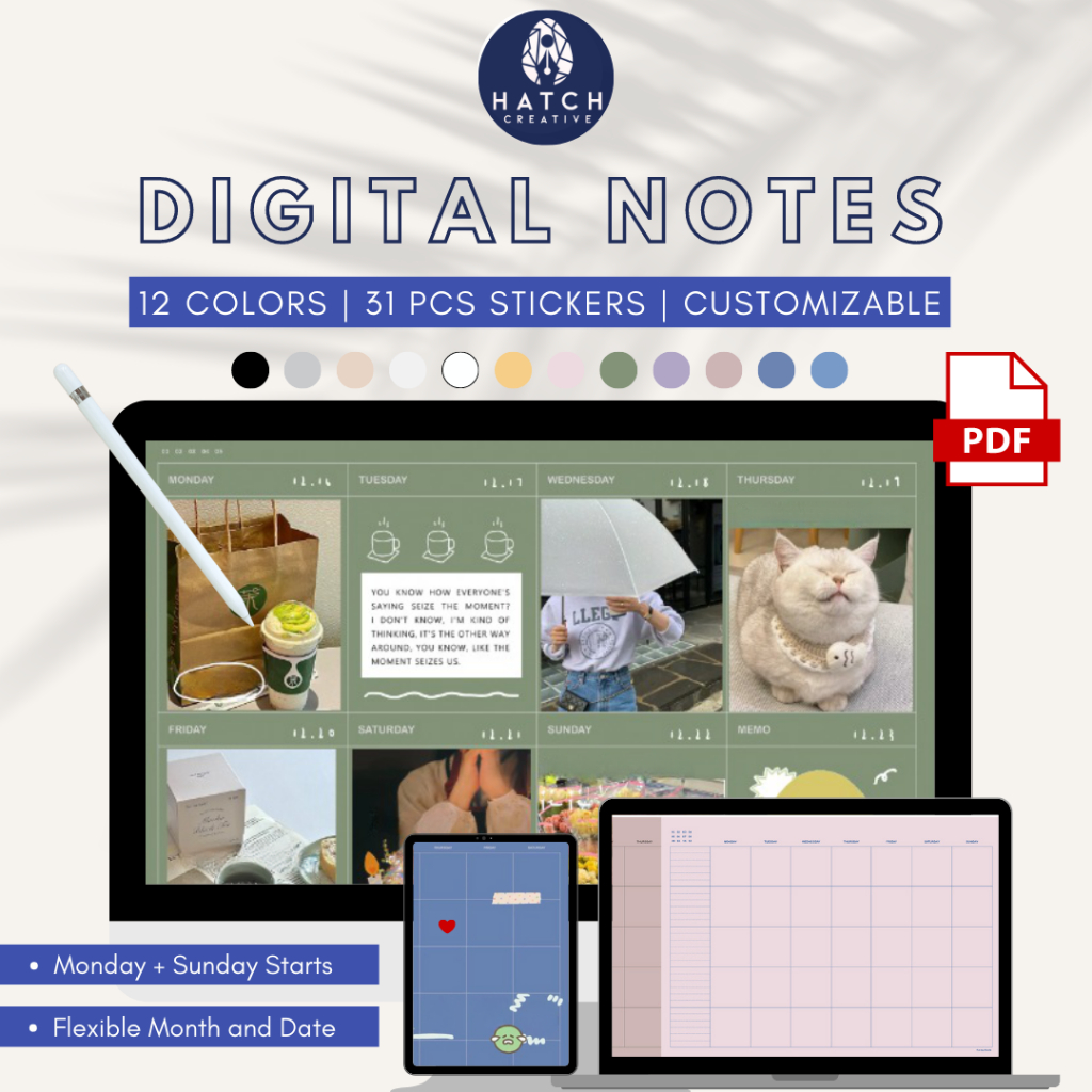 Digital Planner PDF GoodNotes Electronic Account Planner Simple Annual ...