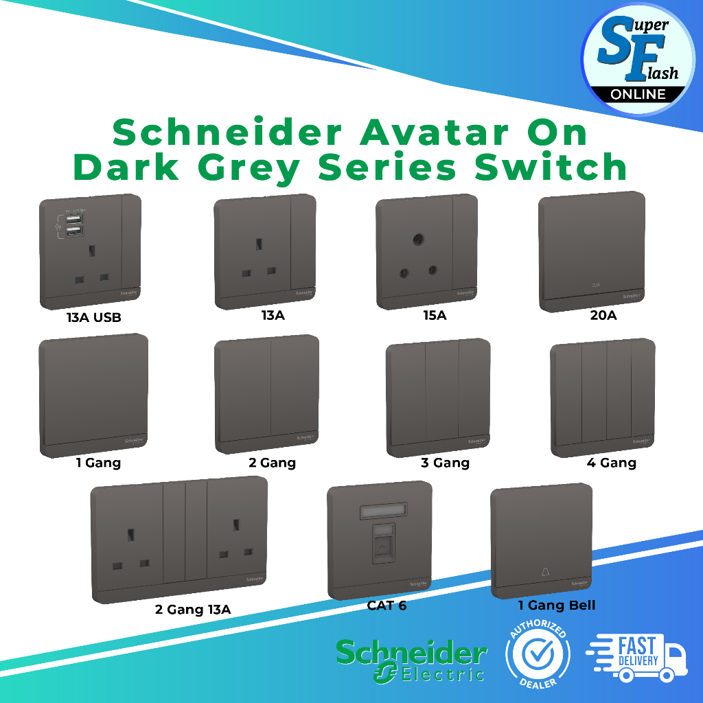 Schneider Avatar On Socket and Switches [ Dark Grey ] | Shopee Malaysia