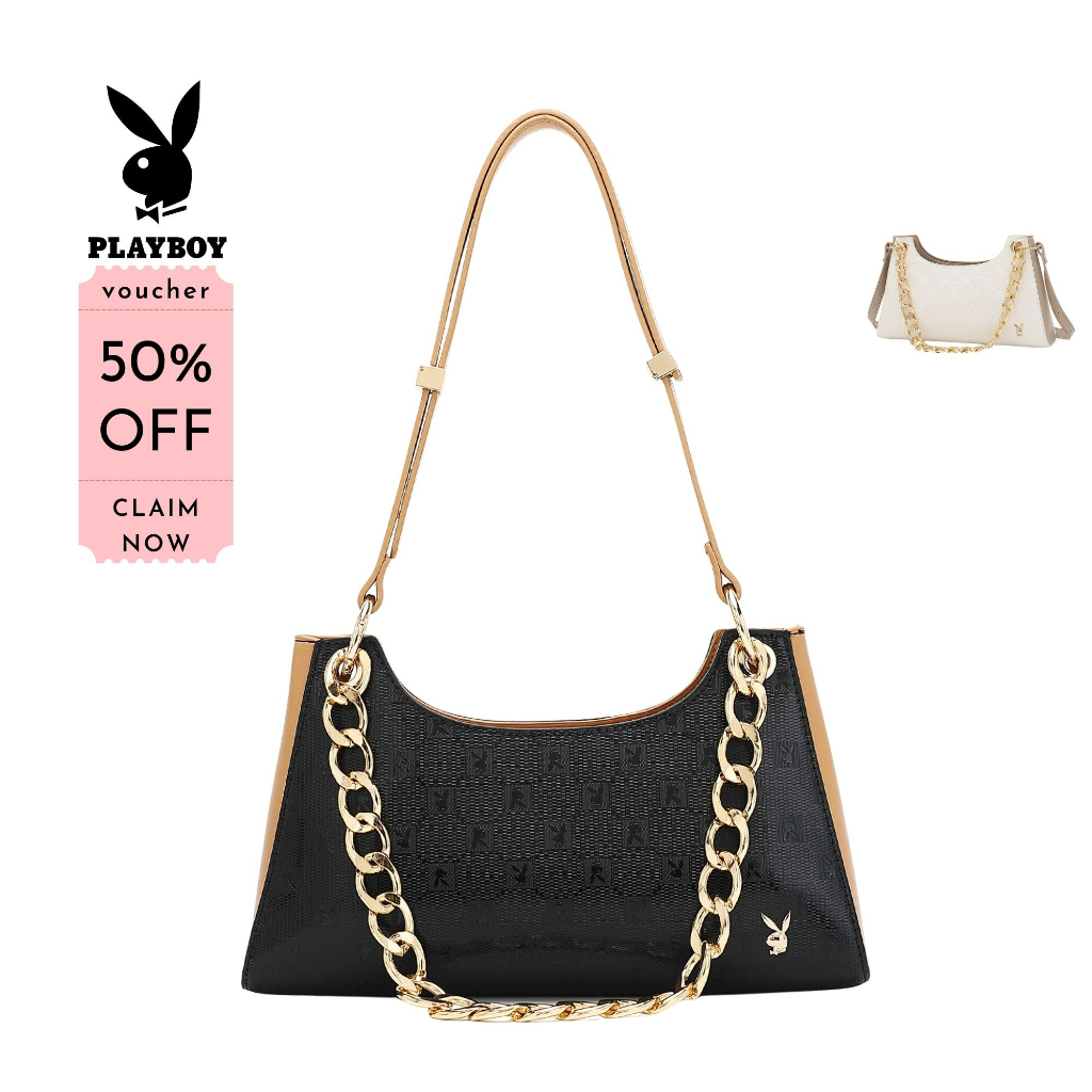 [CLEARANCE]-PLAYBOY Ladies Monogram Crossbody Bag - Black/White ...