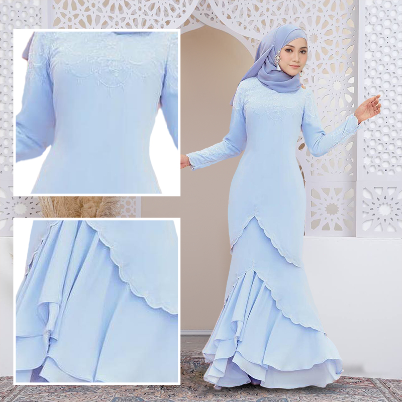 Salum Baju Kurung Moden Baju Raya 2025 Embroidery Chiffon Nikah/Tunang ...