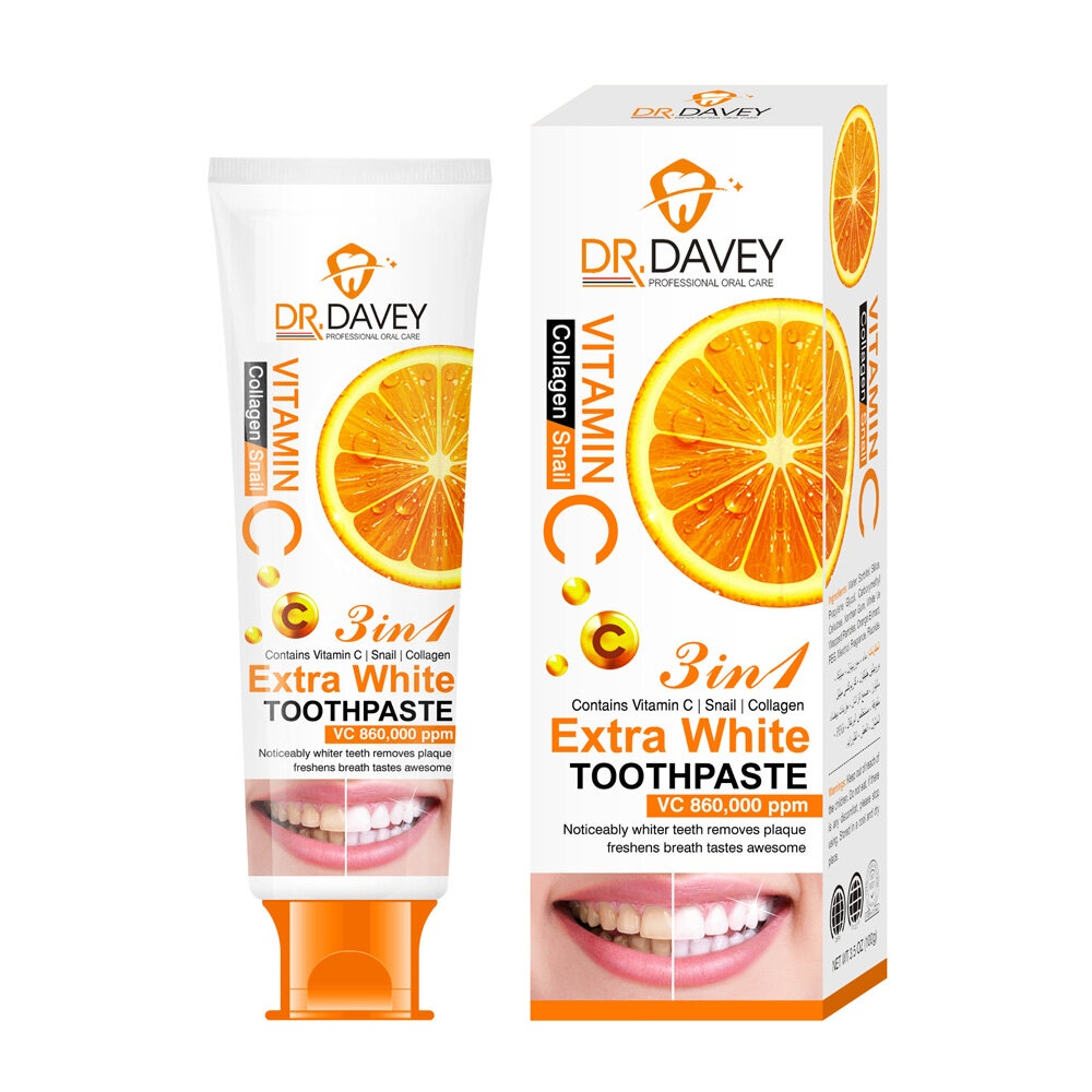 DR.DAVEY 3in1 Ubat gigi white toothpaste contains vitamin c Snail ...